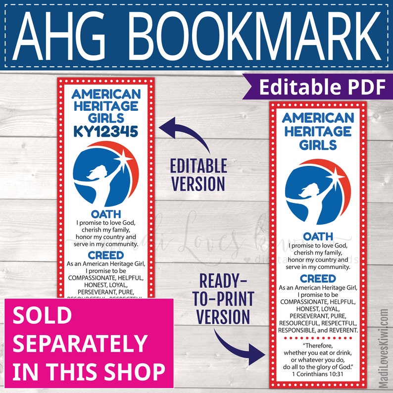 Printable American Heritage Girl Oath & Creed Sign AHG Troop - Etsy
