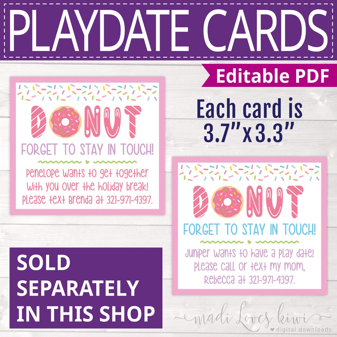 Editable Playdate Calling Card for Boy Printable Donut Play - Etsy