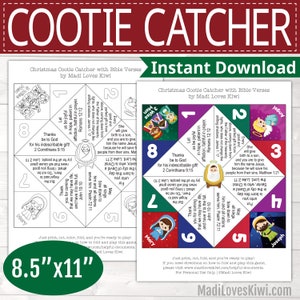 Christmas Cootie Catcher Game With Bible Verses, Printable Fortune ...