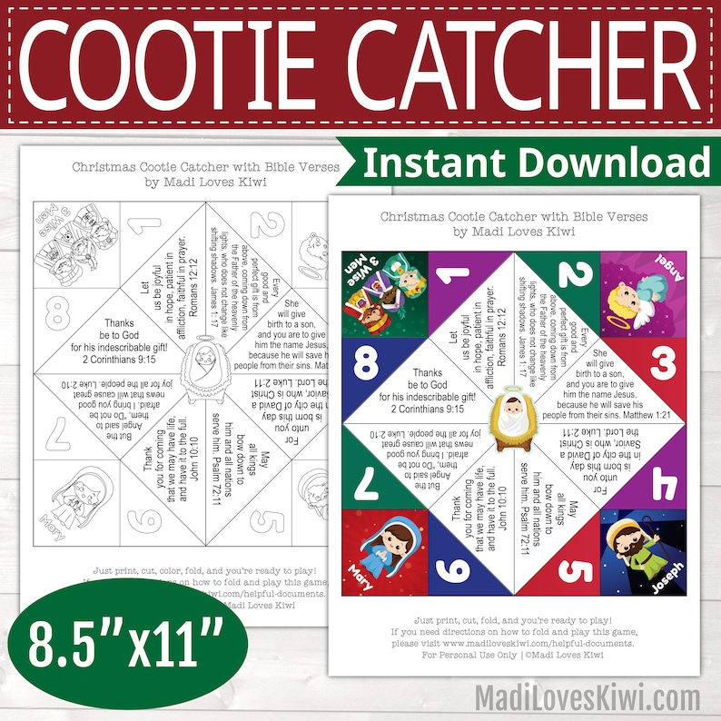 Christmas Cootie Catcher Game With Bible Verses Printable - Etsy Australia