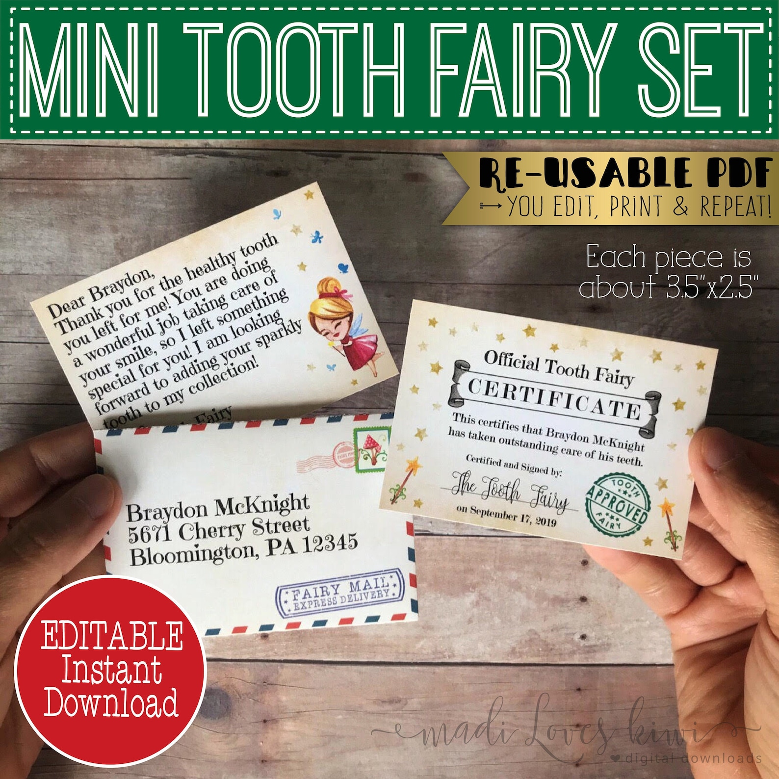 Vintage Printable Tooth Fairy Letter & Envelope Mini Lost - Etsy