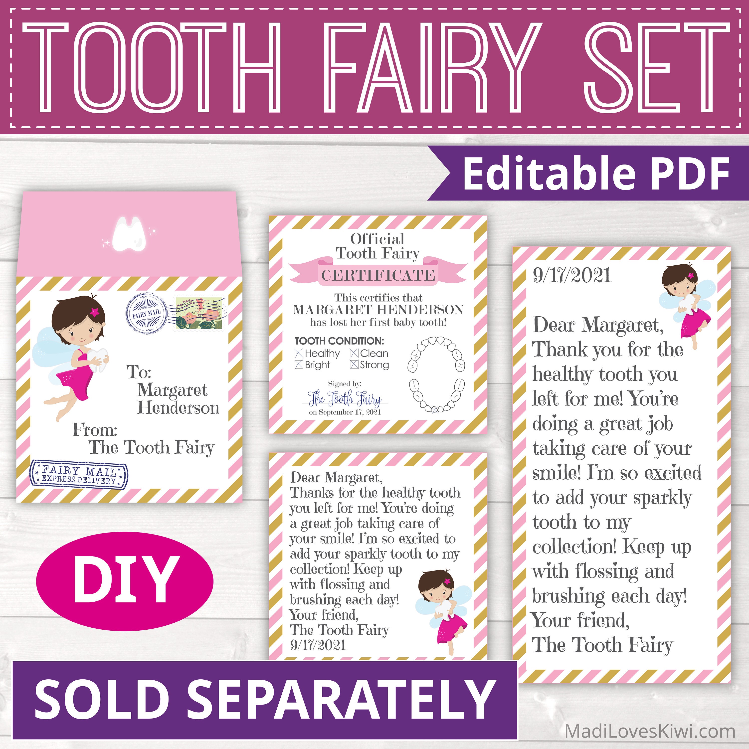 blue lost tooth note Editable Tooth Fairy Letter and Certificate ...