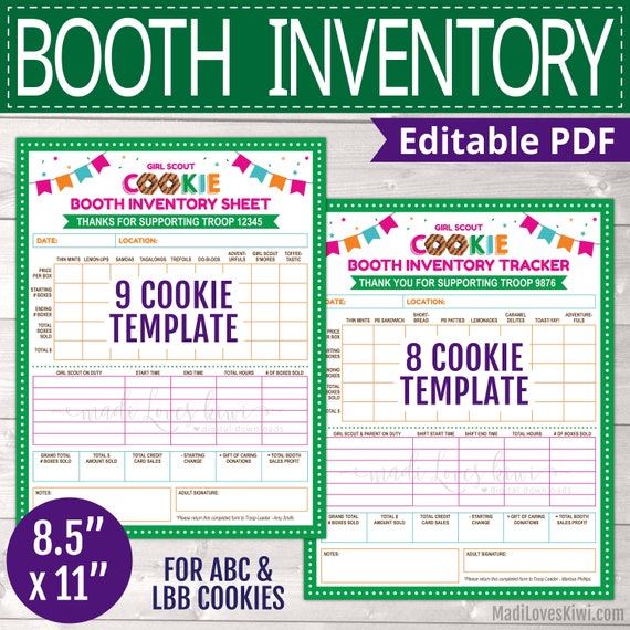 Editable Girl Scout Booth Tally Sheet, Printable LBB & ABC Cookie Sales ...