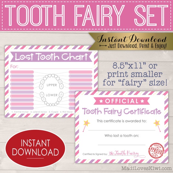 Official Certificate from Tooth Fairy Printable, Lost Teeth Chart Idea ...