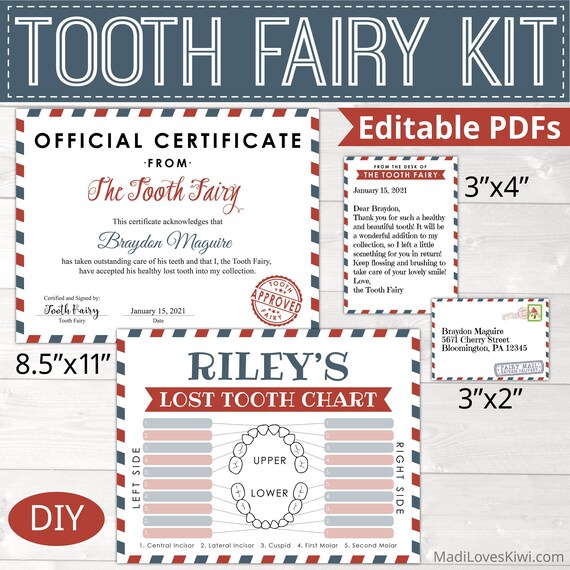 Mini Printable Tooth Fairy Letter with Certificate & Lost Tooth Chart ...