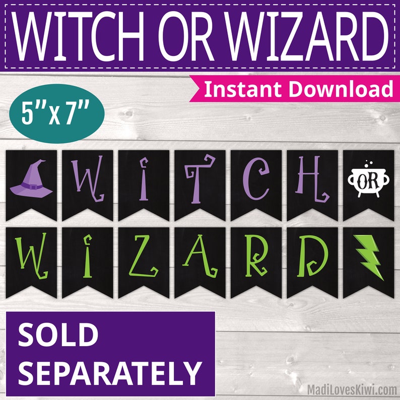 Wizard or Witch Gender Reveal Decoration Kit Printable Old - Etsy