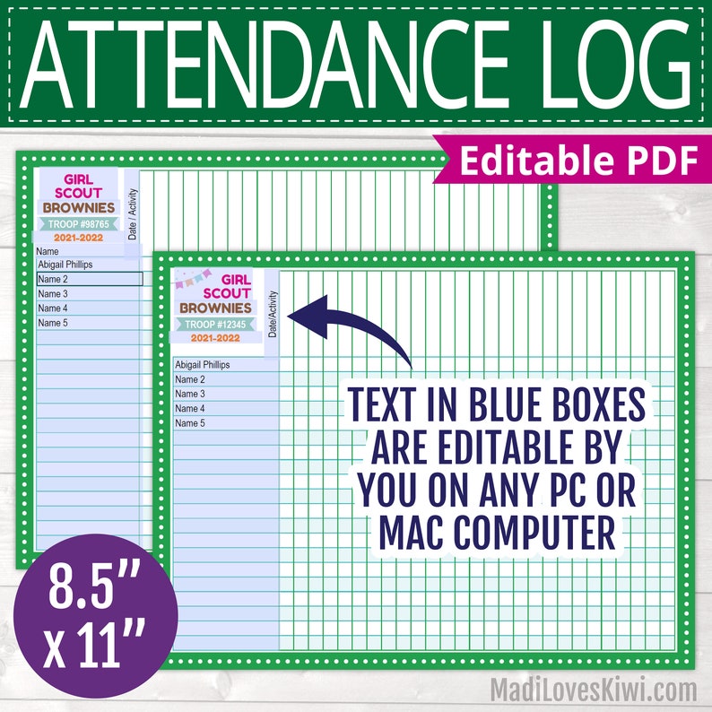 Editable Girl Scout Attendance Sheet Printable Troop Leader - Etsy Ireland
