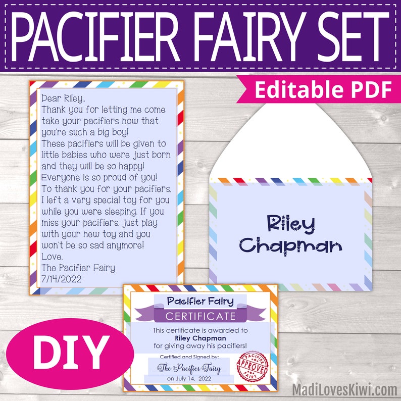 Printable Pacifier Fairy Letter PDF Personalized Binky - Etsy Australia
