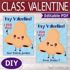 Printable I Pick You Valentine Card, Editable Funny Nose Picking Pencil ...