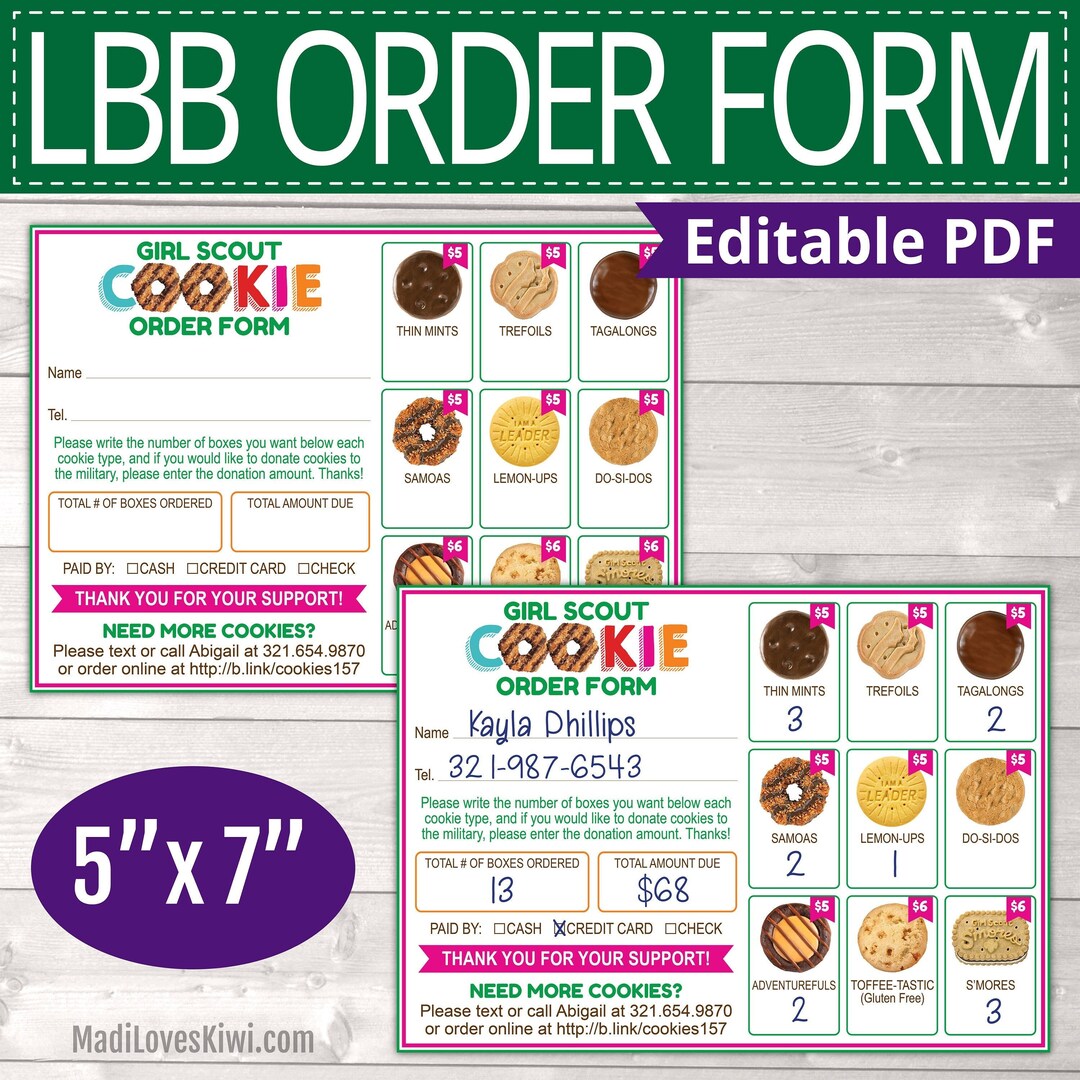 2024 LBB Girl Scout Order Form Printable, Editable Cookie Menu Price ...