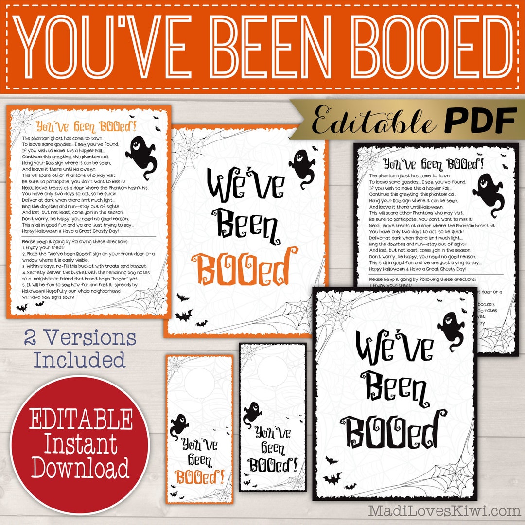 Editable You've Been Booed Halloween Game Kit, Printable We've Been ...