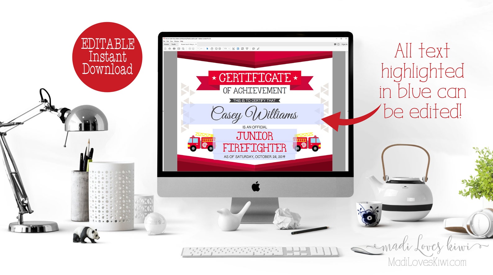 Printable Junior Firefighter Certificate Firetruck Birthday | Etsy Canada