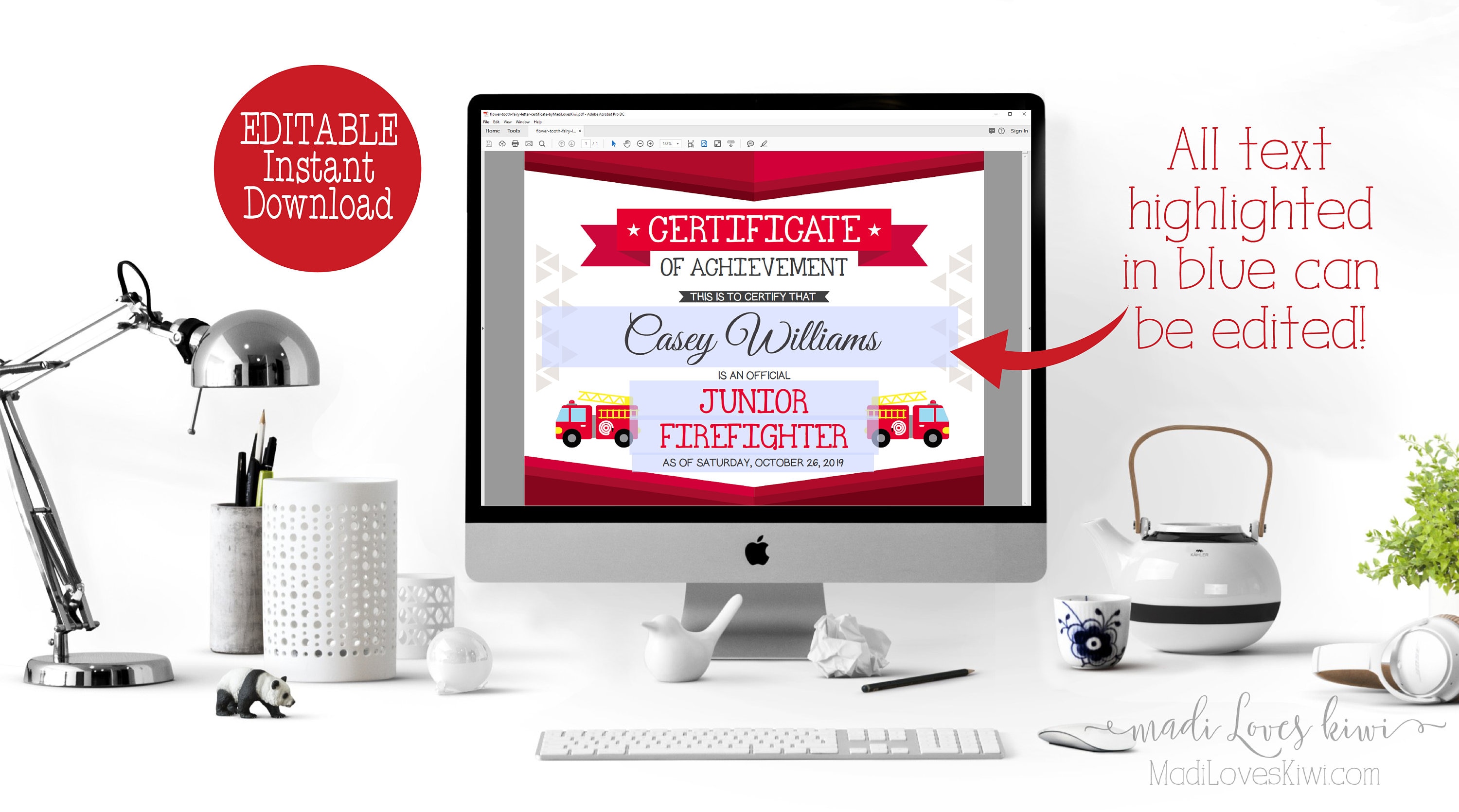 Printable Junior Firefighter Certificate Firetruck Birthday | Etsy Canada