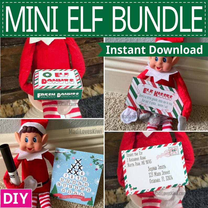 Printable Elf Prop Kit Donut Box Instant Download Christmas - Etsy