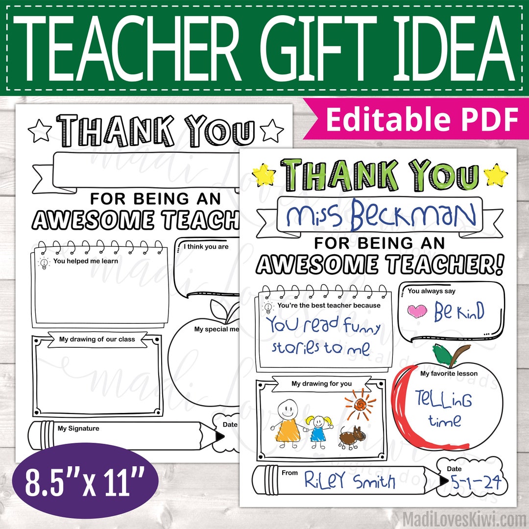 Personalized Teacher Appreciation Gift Idea, Editable Memory Book ...