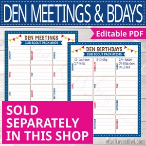 Printable Cub Scout Roster PDF Template, Editable Pack Member List, BSA ...