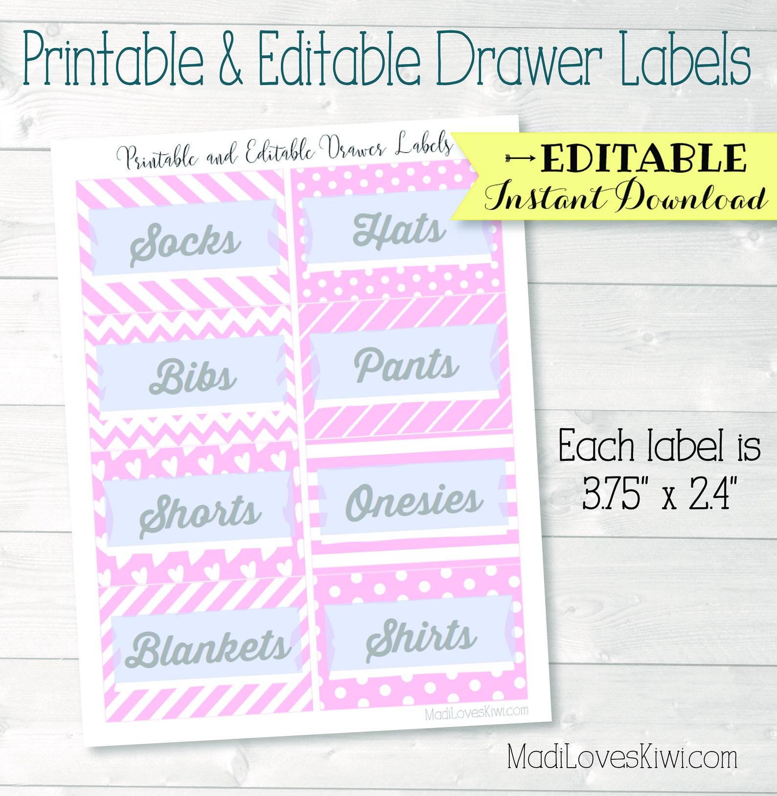 Printable Drawer Labels Drawer Organizer Basket Tags Bin | Etsy