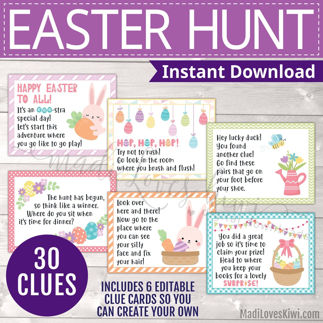 Printable Easter Scavenger Hunt Instant Download Editable - Etsy Australia
