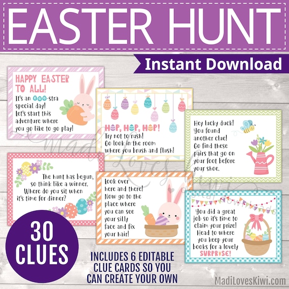 Printable Easter Scavenger Hunt Instant Download, Editable Indoor ...