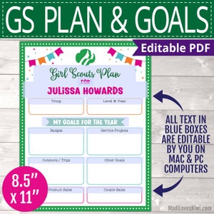 Printable Scout Plan & Goal Planner, Editable Troop Meeting Activity ...