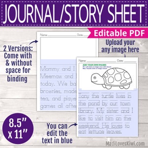 Editable Write & Draw Journal Page for Kid, Printable Story Template ...