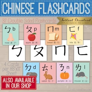 Printable Chinese Alphabet Poster, 8x10 & 11x14 Bopomofo Chart, Zhuyin ...