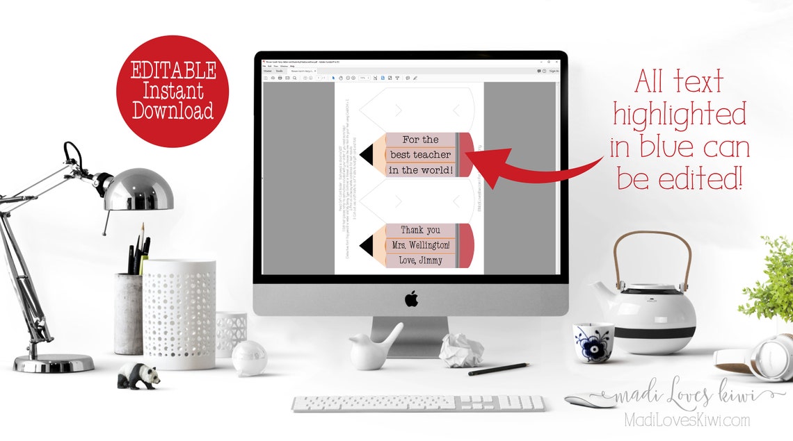 Editable Pencil Gift Card Holder for Teacher Appreciation - Etsy