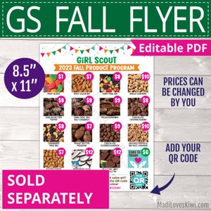 Printable Scout Fall Product Door Hanger With QR Code, Editable Sale ...