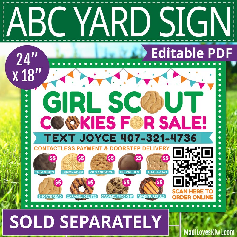 2023 Abc Printable Girl Scout Flyer With Qr Code Cookie Menu Etsy