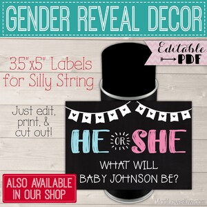 Bowties or Bows Gender Reveal Silly String Label Printable - Etsy