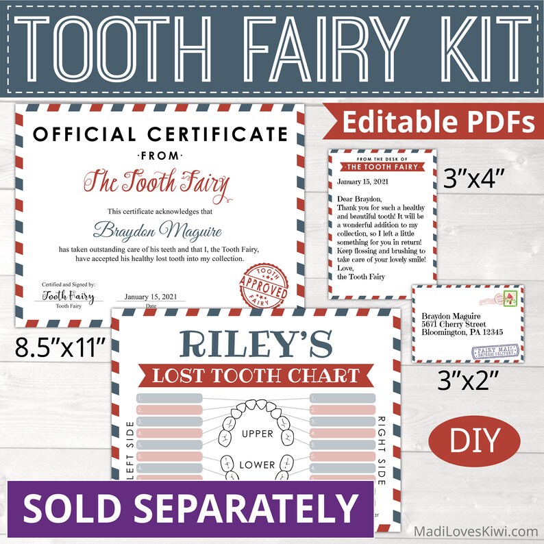 Editable Tooth Fairy Receipt Bundle With Printable Letter | Etsy