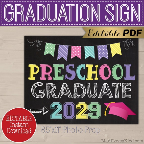 2022 Preschool Graduation Sign Instant Download, Editable Last Day of ...