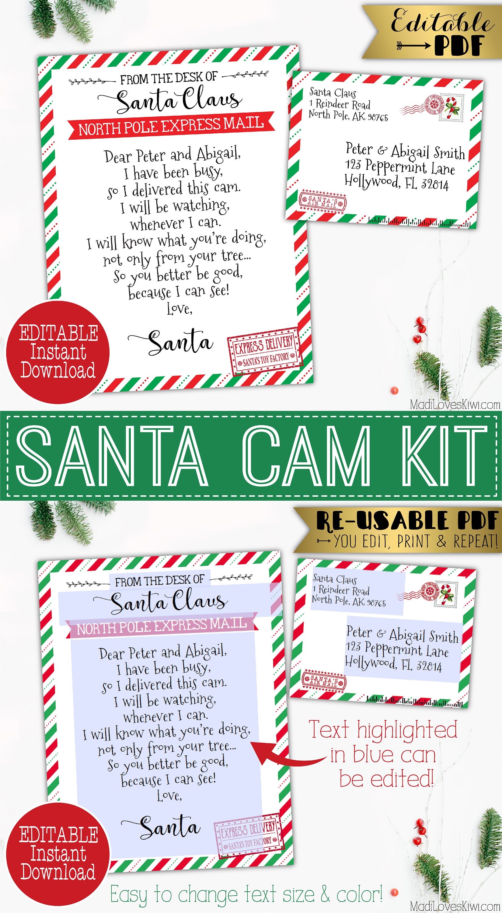 Editable Santa Cam Letter Printable Claus Spy Cam Note North | Etsy Canada