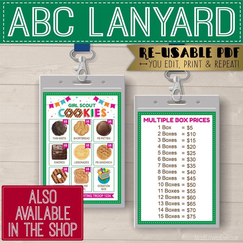 Mini 2023 Abc Girl Scout Order Form Printable Editable Cookie Etsy