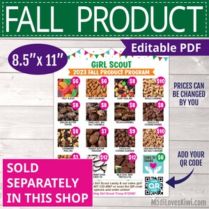 Printable Scout Fall Product Business Card With QR Code, Editable Candy ...