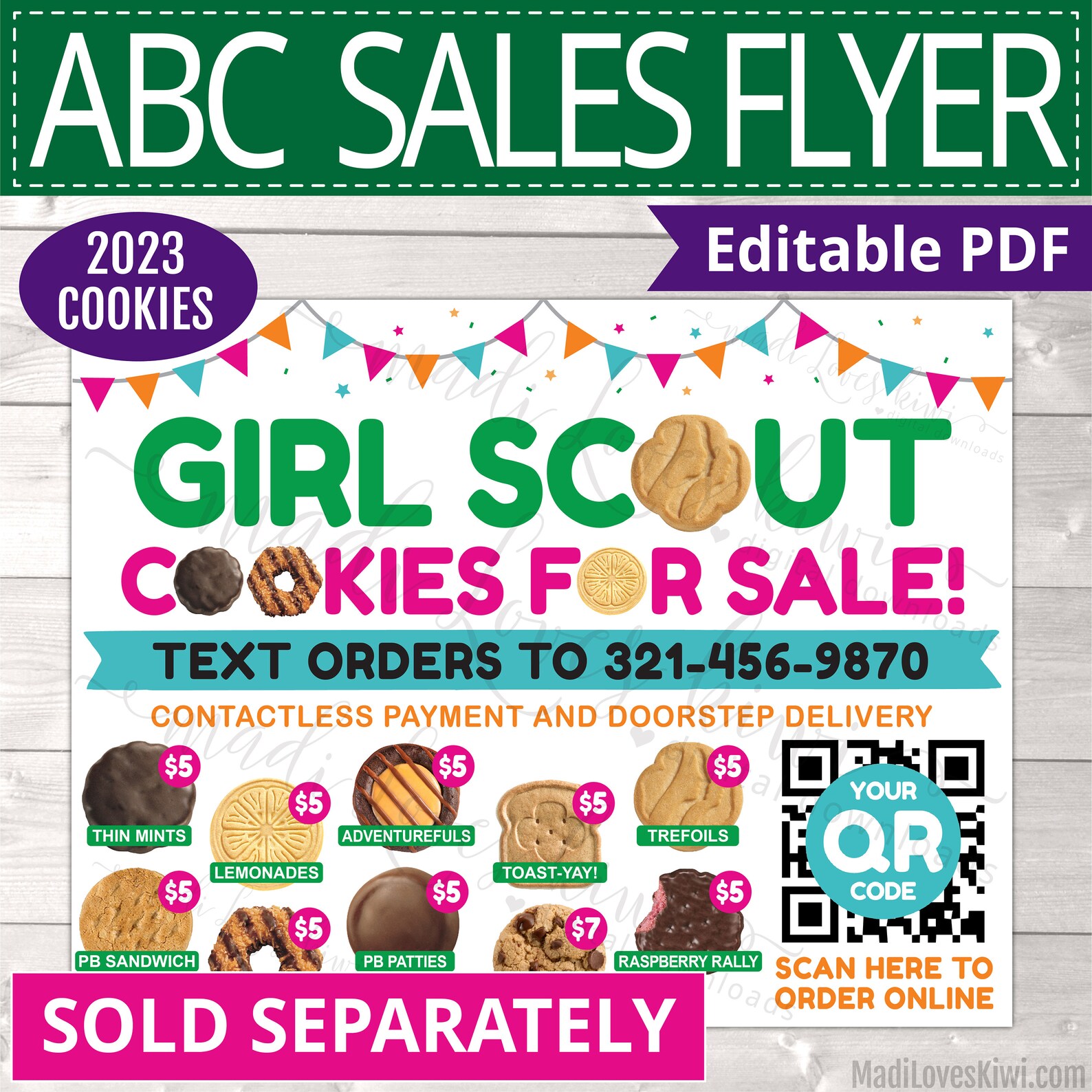 2023 Abc Girl Scout Cookie Order Form Printable Editable Sale Etsy