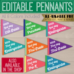 Rainbow First Day of School Sign Reusable, Last Day Chalkboard Photo ...