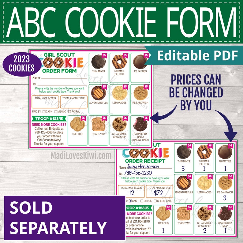 2023 Editable Abc Girl Scout Cookie Door Hanger With Qr Code Etsy