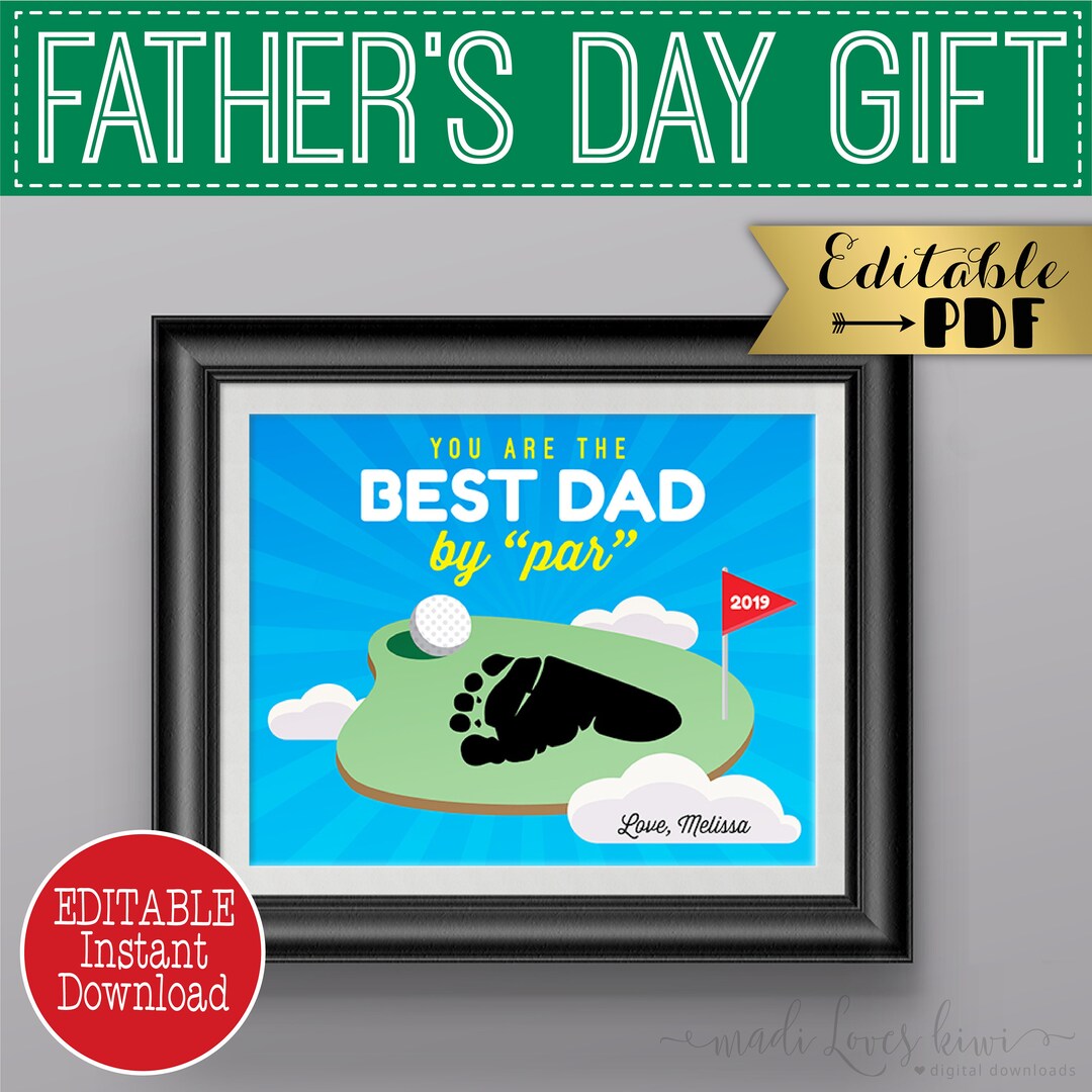 Best Dad by Par Baby Footprint Father's Day Gift, Printable Footprint ...