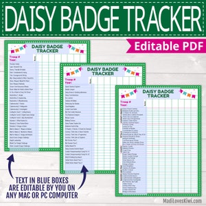 Printable Scout Daisy Badge Tracker, Editable Troop Leader Organizer ...