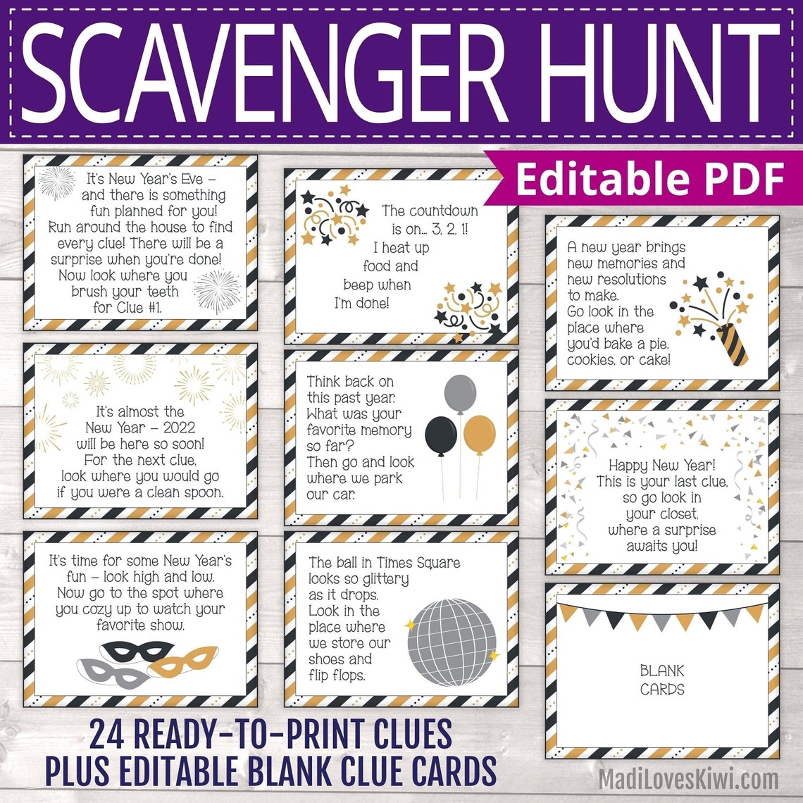 24 Printable New Year Scavenger Hunt Instant Download - Etsy