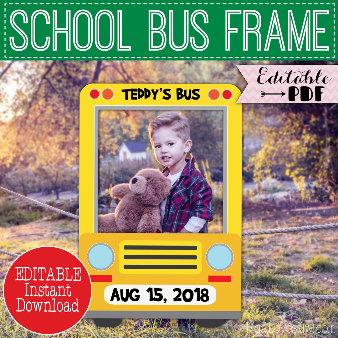 School Bus Photo Prop Frame Printable 1st Day Sign Reusable - Etsy Portugal