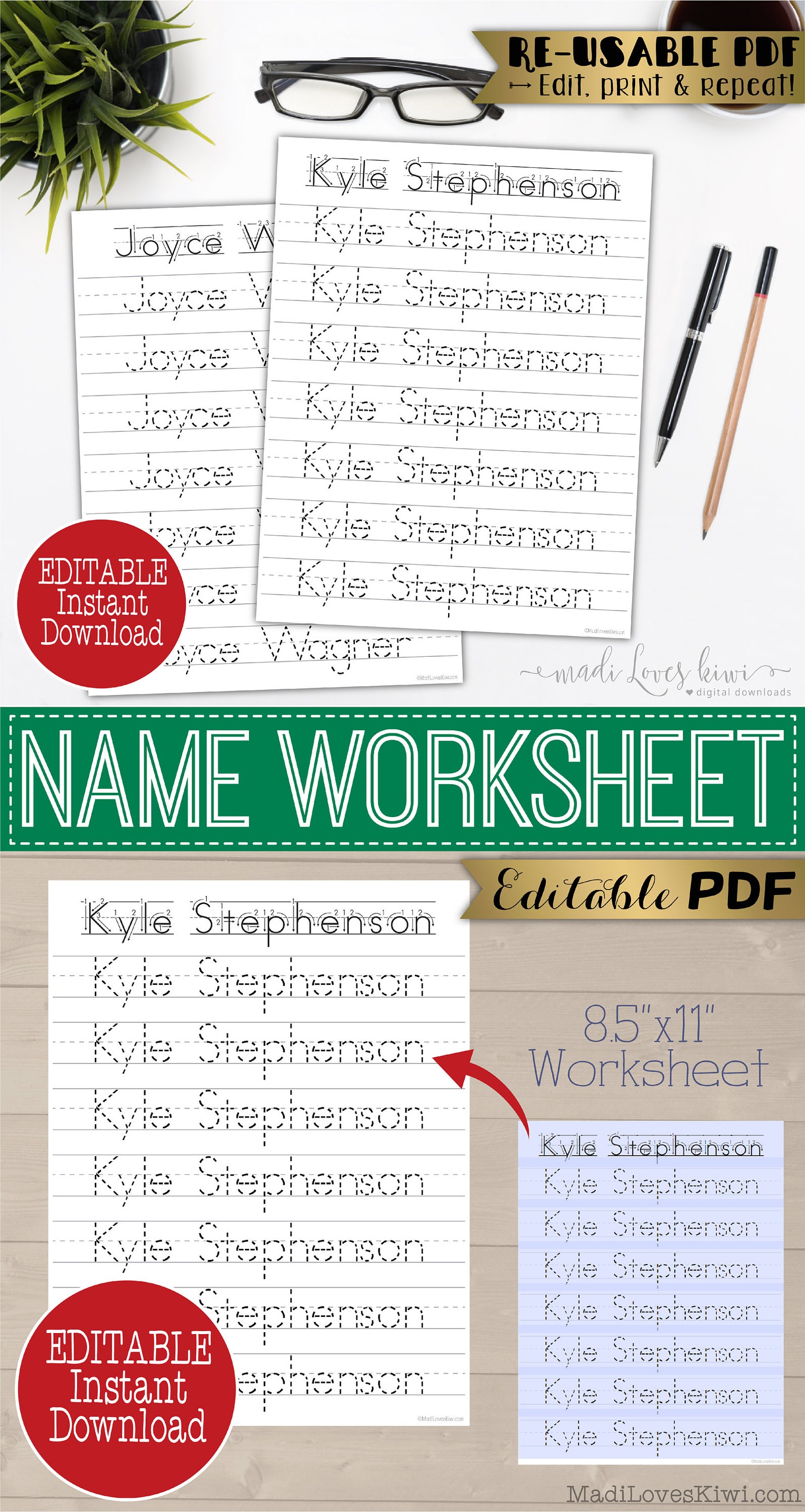 Editable Name Writing Worksheet Printable Handwriting Print | Etsy