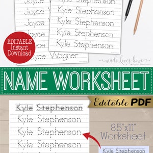 Editable Name Writing Worksheet, Printable Handwriting Print Practice ...