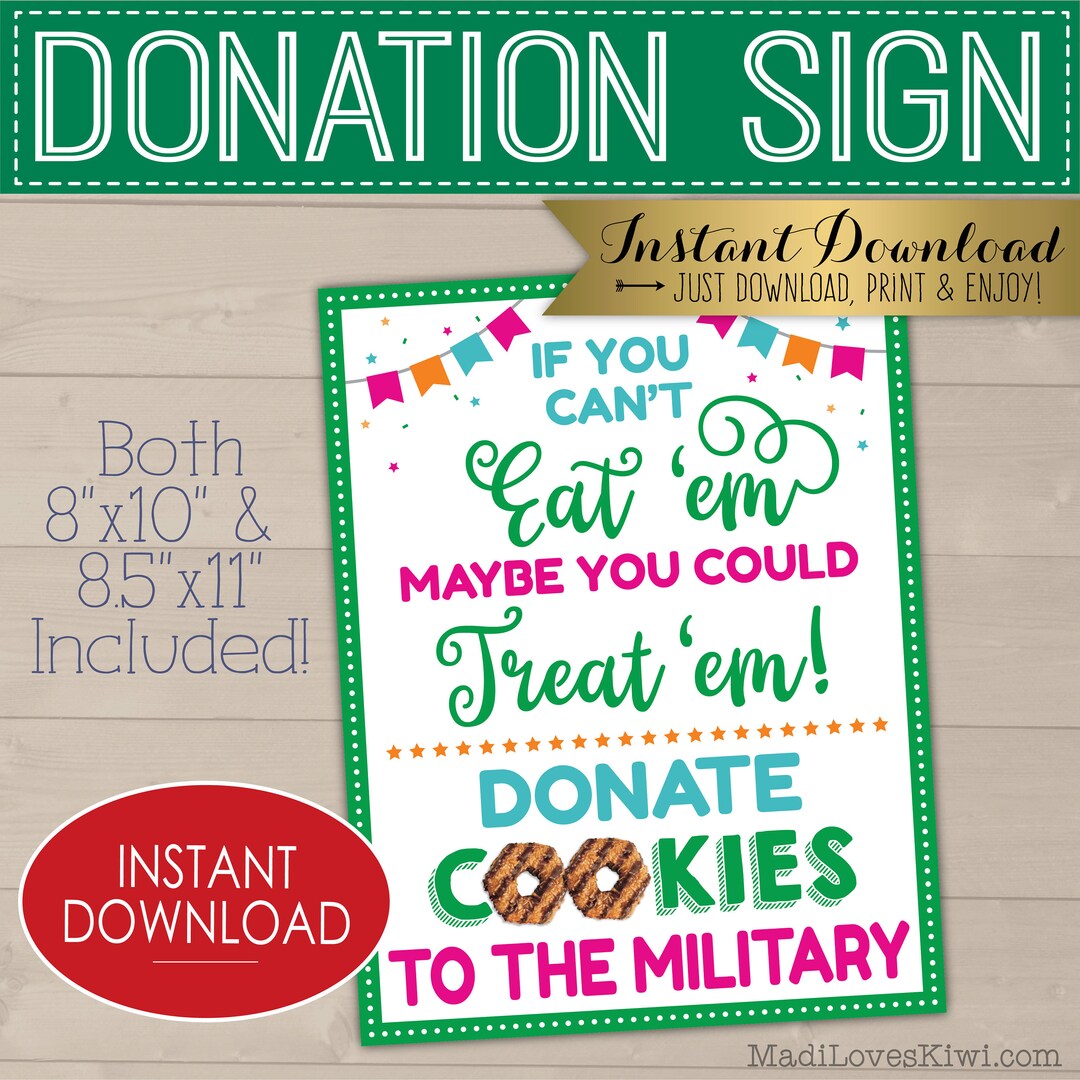 Scout Donation Sign Printable, Donate Cookies to the Military Instant ...
