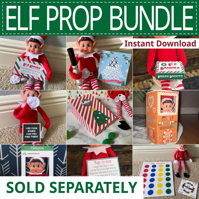 Printable Elf Prop Kit Donut Box Instant Download Christmas - Etsy
