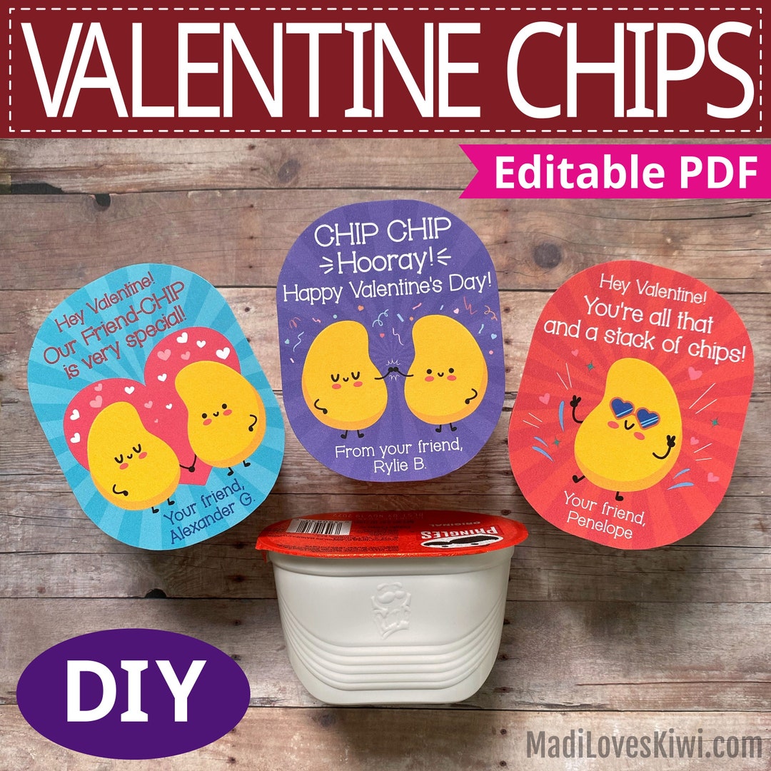 Printable School Valentine Label for Pringles, Editable Funny Heart Day ...