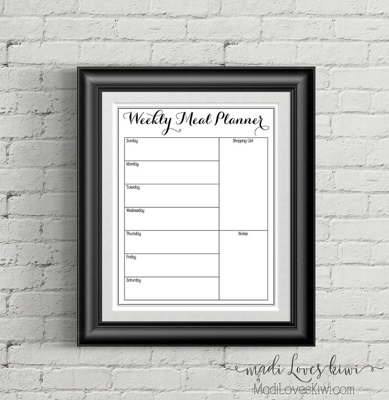 Weekly Menu Planner Printable Digital Weekly Planner - Etsy