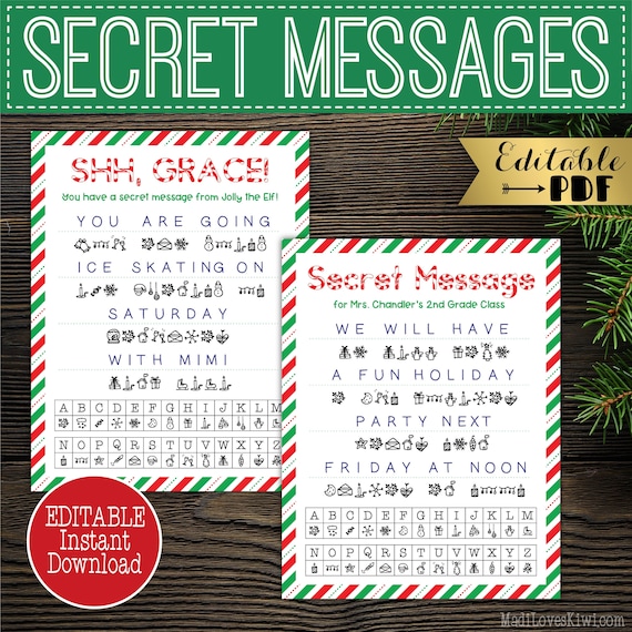 Editable Secret Message from Elf, Printable Christmas Worksheet Instant ...