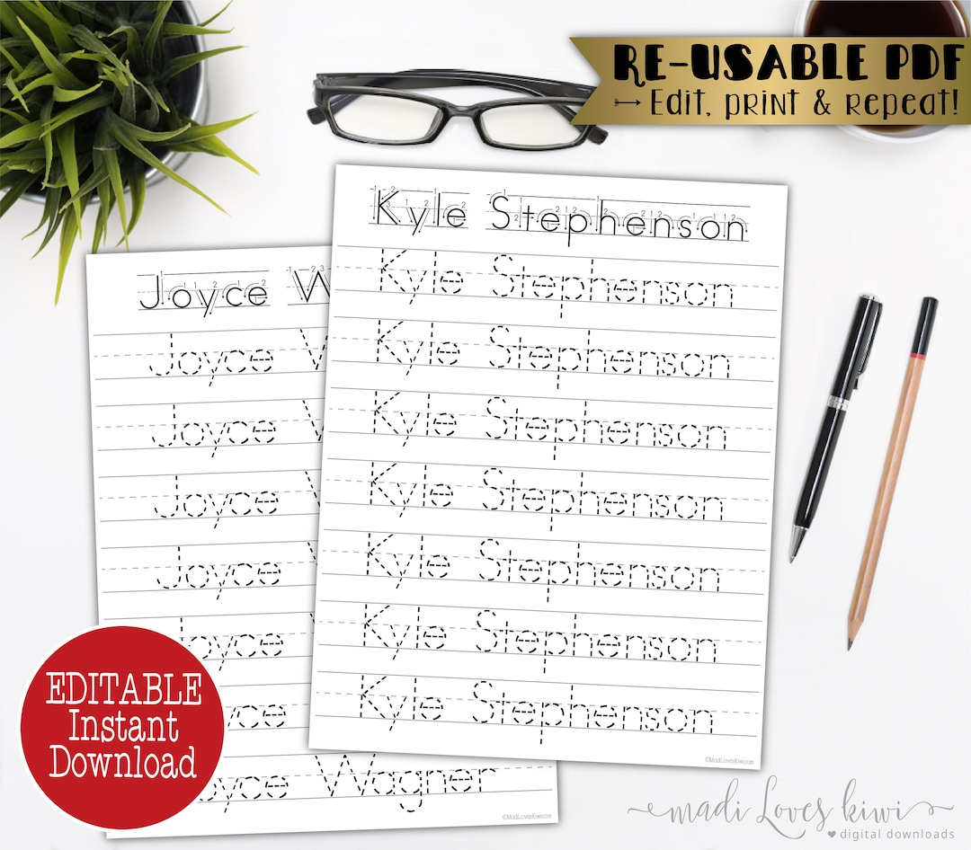 Editable Name Writing Worksheet, Printable Handwriting Print Practice ...